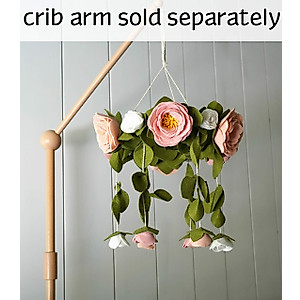 Sorrel + Fern Rose Flower Baby Crib Mobile (Felt Rose) - Baby Shower Gift Nursery Decorations - Handmade Floral Decor - for Girls