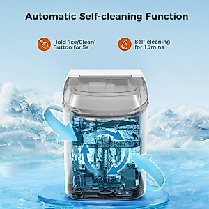 AGLUCKY Nugget Ice Maker Countertop, Portable Pebble Ice Maker Machine with Self-Cleaning Function,35lbs/24H,One-Click Operation,Pellet Ice Maker for Home/Kitchen/Office(White)