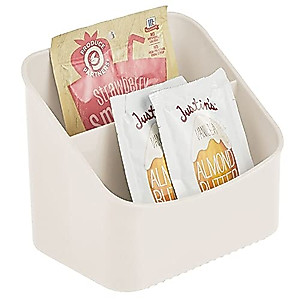 mDesign Kitchen Pantry, Cabinet, Countertop Shelf Packet Organizer Bin Caddy and Storage Station for Spice Packets, Dressing Mixes, Hot Chocolate, Tea, Sugar Packets - 4 Pack - Cream