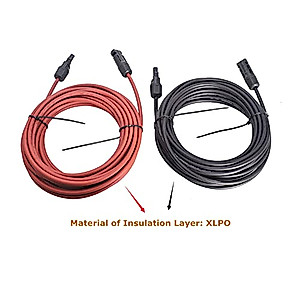 Kimllier 20FT Solar Panel Extension Cable Wire with Male and Female Connector Black and Red 12AWG