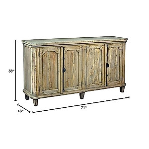 Sunset Trading Cottage 71" Panel Door Credenza | Driftwood Brown Solid Wood Fully Assembled Cabinet Sideboard
