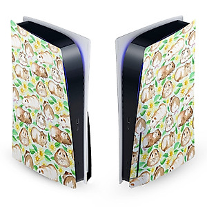 Guinea Pigs and Daisies in Watercolour On Mint Art Mix Vinyl Faceplate Sticker Gaming Skin Case Cover Compatible with Sony Playstation 5 PS5 Disc Edition Console