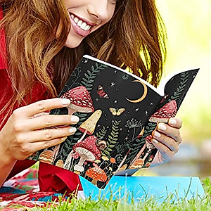 BYCHECAR Mushroom Book Covers for Hardcover Books 9 x 11 Inches, Moon Book Sleeve for Paperback Protector Cover Stretchable Book Sox Book Lovers Gifts