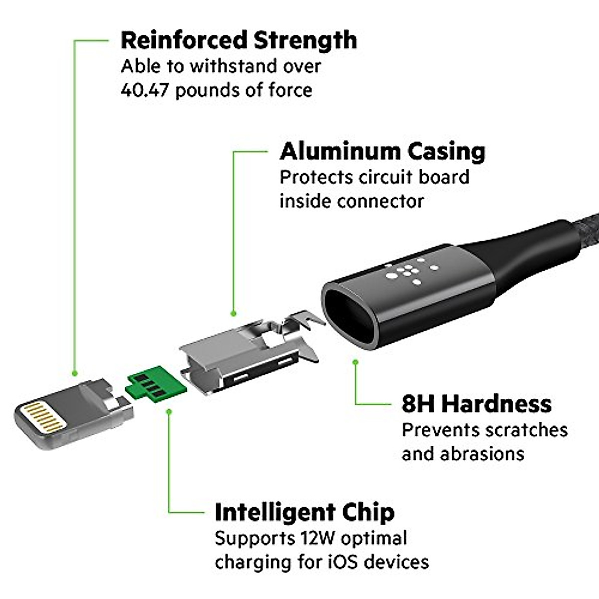 Belkin MIXIT DuraTek Lightning to USB Cable - MFi-Certified iPhone Charging Cable for iPhone 11, 11 Pro, 11 Pro Max, XS, XS Max, XR, X, 8/8 Plus and more (4ft/1.2m), Rose Gold