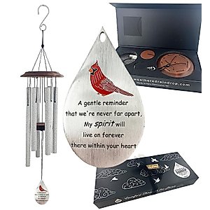 Memorial Cardinal Wind Chime Gift Large 34 inch Deep Tone Gifts After the Loss of a Loved One for Outdoor Porch Patio Windchimes or Memorial Gardens