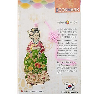 3Pcs Traditional Korean Metal Bookmark Women's Hanbok (Pack of 3)