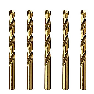 MAXTOOL 9/32" 5pcs Identical Jobber Length Drills HSS M42 Twist Drill Bits 8% Cobalt Fully Ground Golden Straight Shank Drills; JBF42G10R18P5