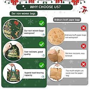 8Pack Large Christmas Gift Bags, Reusable Christmas Bags for Gifts，Christmas Tote Bags with Handles, 12.4"×9.7"×6.8" Xmas Gift Bags for Christmas Presents, Holiday Gift Bags for Shopping, Party Favor