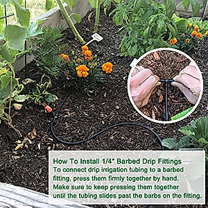 1/4in Drip Irrigation Fittings Kit, 280 Pcs Drip Irrigation Barbed Connectors, Tubing Drip System Parts for Garden Lawn Include Straight Barbs,Single Barbs,Tees,Elbows,End Plug,4-Way Coupling