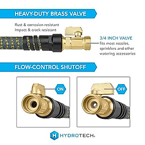 HydroTech 100 ft Expandable Garden Hose - Burst Proof & Lightweight, Flexible Water Hose with Durable Reinfordced Latex Core & Solid Brass Fittings for Lawn, Garden, Car Washing