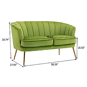 Altrobene Velvet Loveseat Couch Sofa Luxury Modern Comfy Tufted Couch Chesterfield 2 Person Couch for Living Room/Bedroom, Grass Green