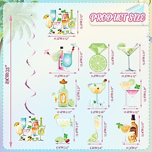 20 pcs Margs and Matrimony Bachelorette Hanging Swirls Party Decorations Margarita Martini Cocktail Birthday Party Decor Whirls Ceiling Swirls Mexican Fiesta Carnival Cinco De Mayo Party Streamers