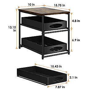 LEGUANG Under Sink Organizer with Tabletop, Under Sliding Cabinet Basket Organizer, Bathroom Storage Rack with Sliding Drawers, Mesh