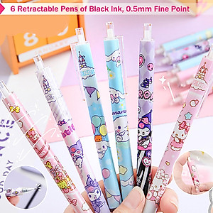 Koiswim School Supplies Set, Cute Stationery Set, Back to School Gift for Kids Including Spiral Journal Notebook, Black Rollerball Pens, Pencil Cse, Stickers