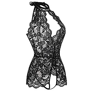 NOLDARES Lingerie for Women Lace Backless Sexy Lingerie for Women See Through Nightwear Sexy Chemise Nightie Bodysuits
