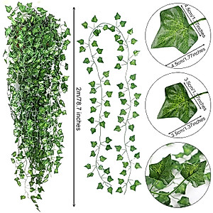 SHINILY 84Ft 12 Strands Artificial Ivy Fake Vines, Greenery Leaves Ivy Garland Artificial Hanging Plants for Home Kitchen Garden Wedding Party Wall Room Decor