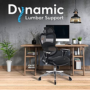 Oline ErgoPro Ergonomic Office Chair - Rolling Desk Chair with 4D Adjustable Armrest, 3D Lumbar Support and Blade Wheels - Mesh Computer Chair, Gaming Chairs, Executive Swivel Chair (Black)