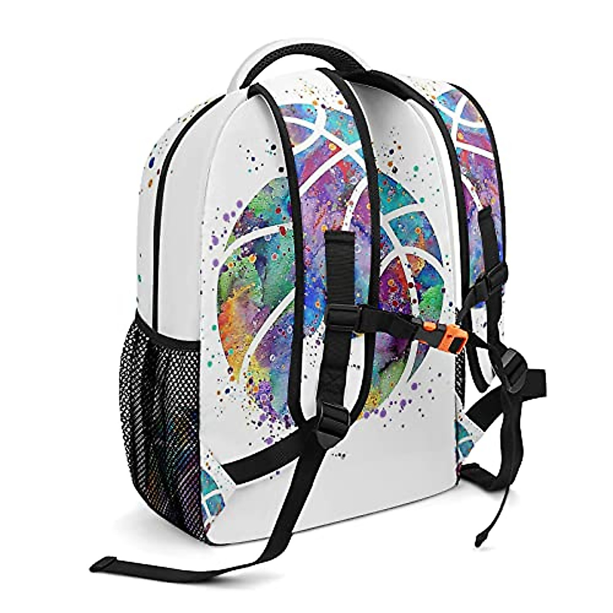 XIUCOO Basketball Watercolor Art Backpack Personalized Name Waterproof for Boys Girls Gift