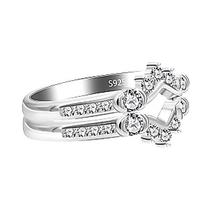 Uloveido 925 Sterling Silver Cubic Zirconia 2 Stackable Rings Enhancer for Women Wedding Engagement Anniversary Promise Rings Y1519 (Size 9)