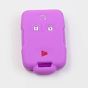 Btopars 2Pcs Rubber 4 Buttons Smart Key Fob Cover Case Protector Keyless Compatible with Chevrolet Chevy GMC 2014 2015 2016 2017 2018 2019 Silverado Sierra 2020 2021 Colorado Canyon Black Purple