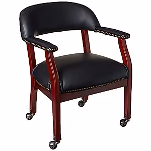 Boss Captain’s Chair In Black Vinyl W/ Casters