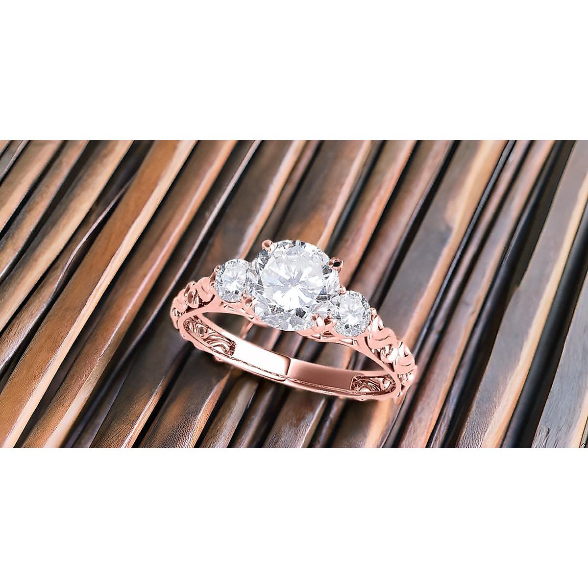 MauliJewels 0.50 Ct. Three-Stone Diamond Engagement Ring Women, 14K Solid Gold