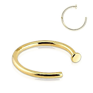 Forbidden Body Jewelry 14K Yellow Gold Nose Ring, 20g, Solid 8mm Hoop, Non-Irritating Skin Safe Real Gold, Women and Men
