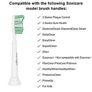 Vochigh Replacement Toothbrush Heads for Philips Sonicare ProtectiveClean: Compatible with Sonicare DailyClean EasyClean 2 Series & 3 Series Electric Toothbrush 10 Pack, Green
