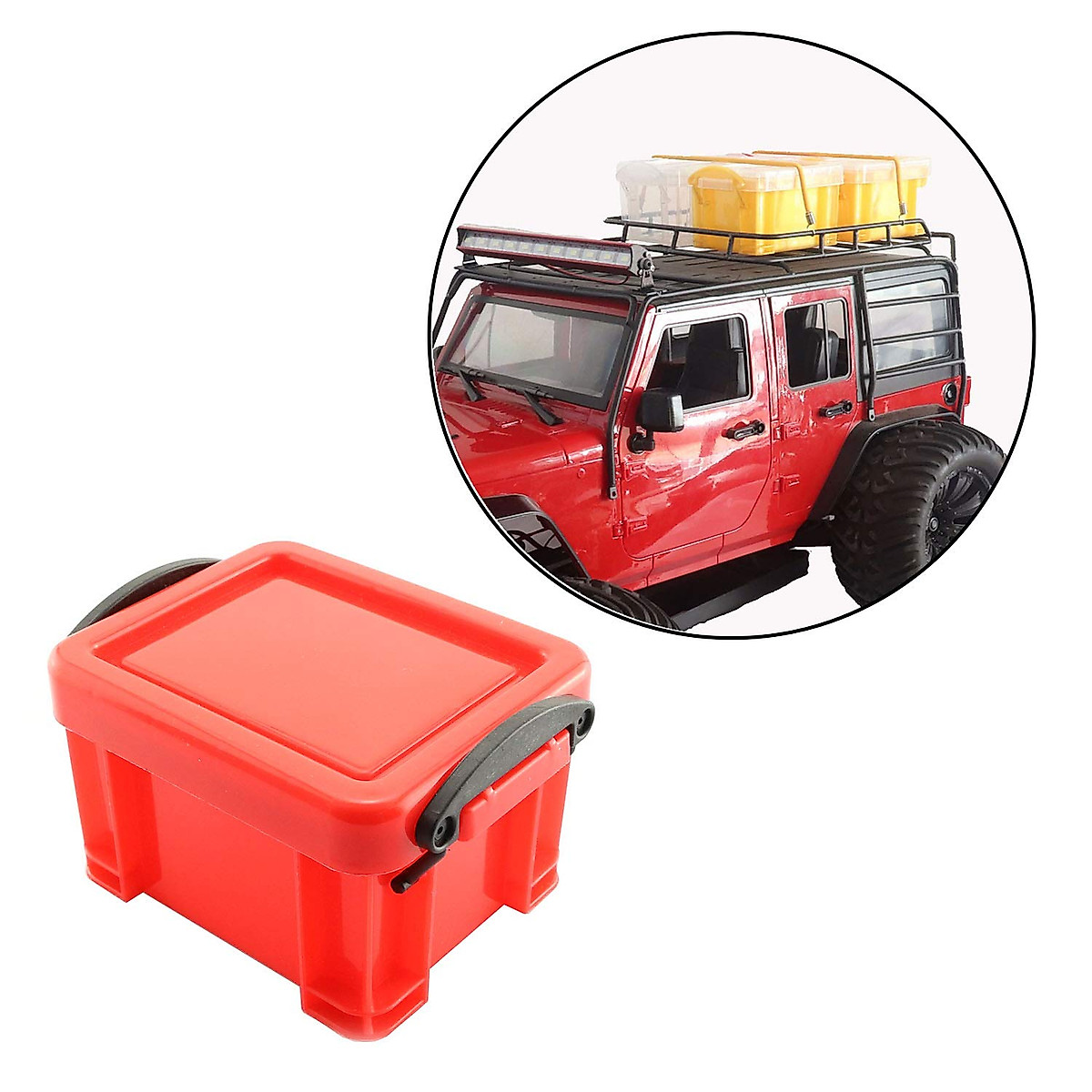 Maxmoral Mini Decoration Plastic Storage Box Accessories for 1/10 RC Rock Crawler Axial SCX10 RC Car Truck Parts Red