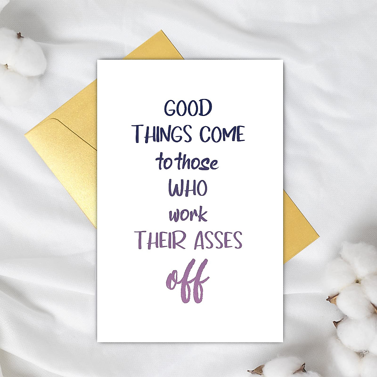 Supoeguk Funny Inspirational Work Hard Card, Congratulations on Promotion Card, New Job Card, Graduation Card, Good Things Come Card