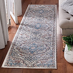 SAFAVIEH Oregon Collection Runner Rug - 2'2" x 12', Grey & Blue, Oriental Distressed Design, Non-Shedding & Easy Care, Ideal for High Traffic Areas in Living Room, Bedroom (ORE812F)