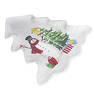 Angoily Christmas Tree Shaped Platter Ceramic Christmas Serving Platter Tray with Xmas Tree and Snowman Printed for Appetizer, Food Snacks, Fruit, Dessert for Xmas Party Table Decor, 26. 5x23. 2cm
