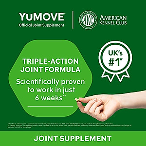 YuMOVE Adult Dog Tablets | Hip and Joint Supplement for Dogs with Glucosamine, Chondroitin, Hyaluronic Acid, Green Lipped Mussel | Dogs Aged 6 to 8 | 120 Count Tablets, Treat Colored