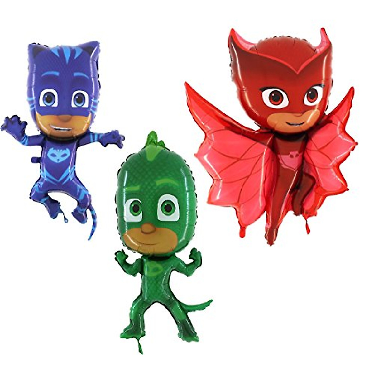 Set of 3 Foil Shape Character Balloons - Catboy, Gekko & Owlette - Children's Party Supplies