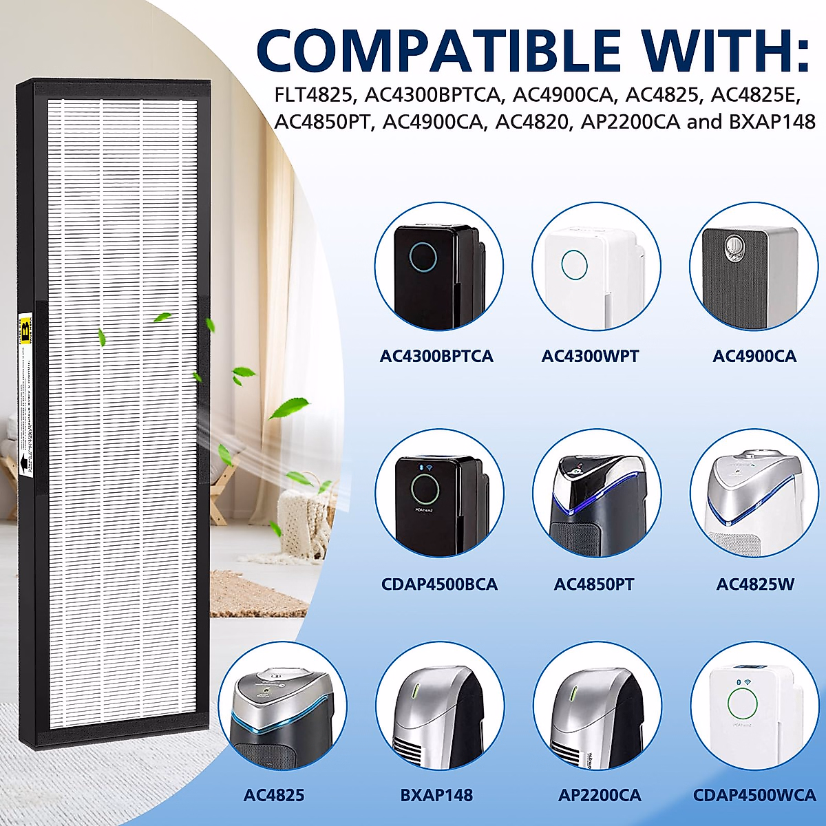 2-Pack FLT4825 True HEPA Filter B Replacement Compatible for G-guardian Models AC4825 AC4850PT AC4900CA AC4820 PureGuardian AP2200CA Plus 8 Carcon Filter