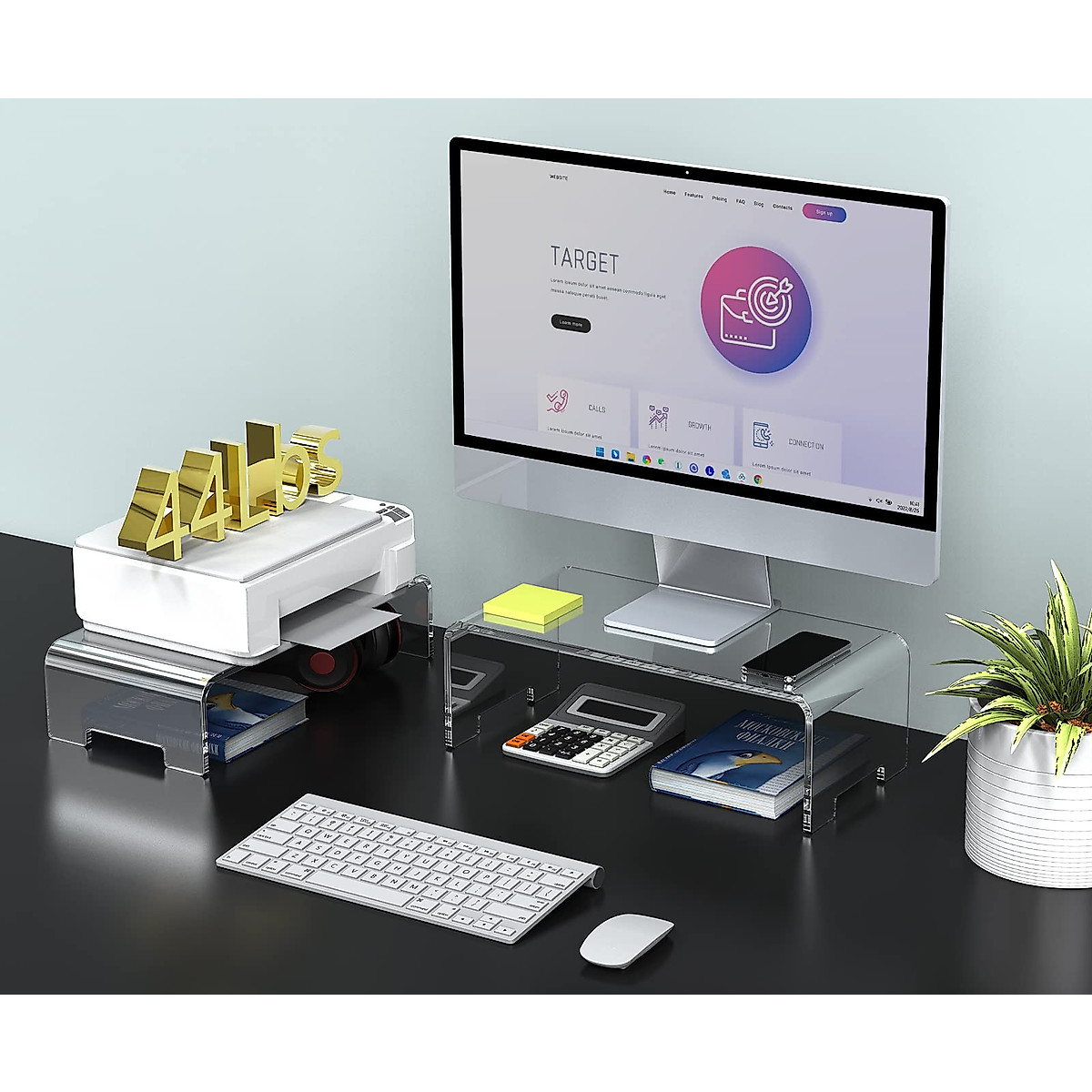 Zimilar 2 Pack Monitor Stand Riser, Acrylic Computer Stand Riser for Computer, Laptop, Printer, Notebook, iMac, Crystal Clear Laptop Stand and Monitor Riser(Large & Small Acrylic)