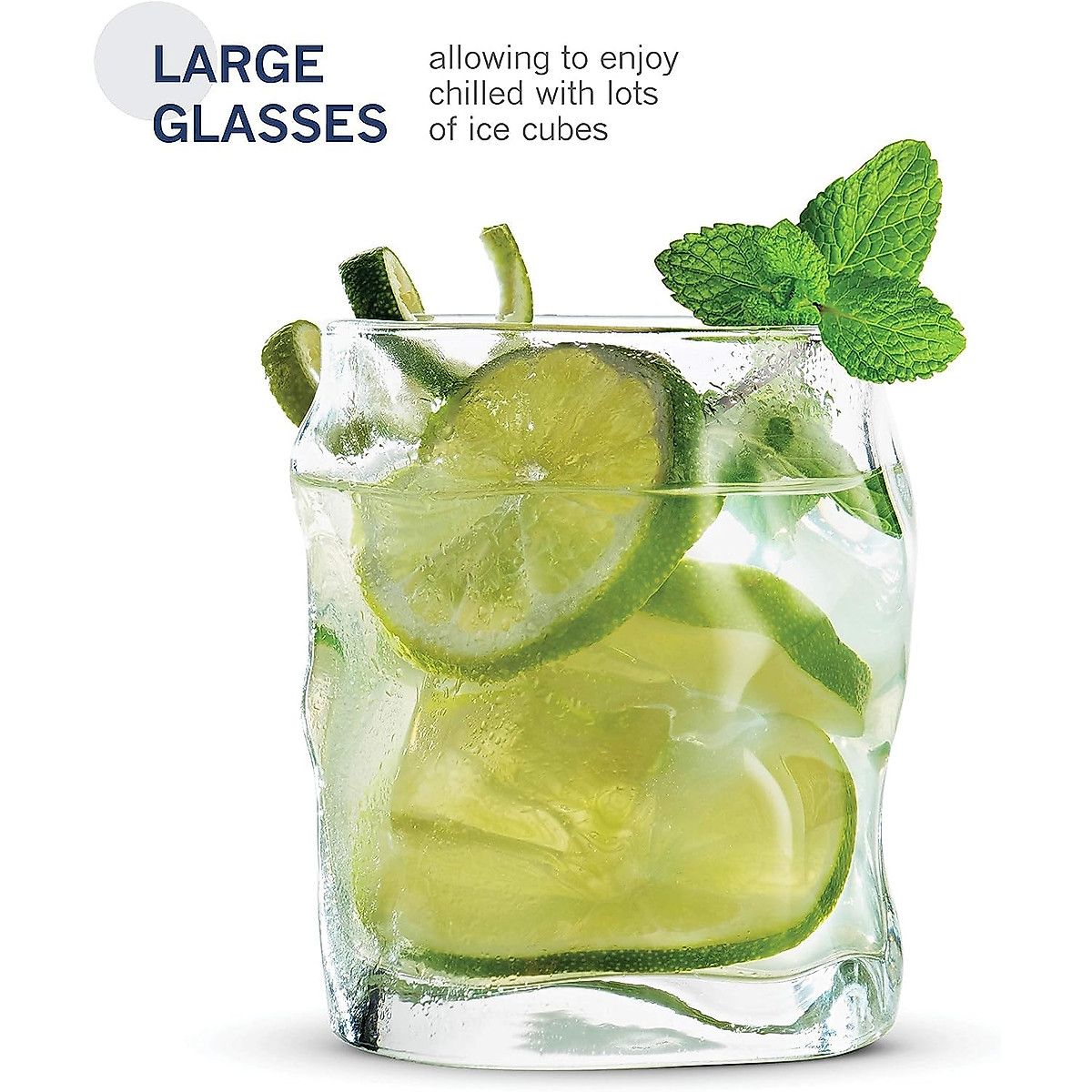 Bormioli Rocco Sorgente Double Old Fashioned Glasses, Set of 4,14.25 ounces