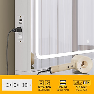 YITAHOME Vanity Desk Set, with XL LED Lighted Mirror Magnifying Glass & Power Outlet, 9 Drawers Makeup Vanities Dressing Table with Stool, White, 47 Inches