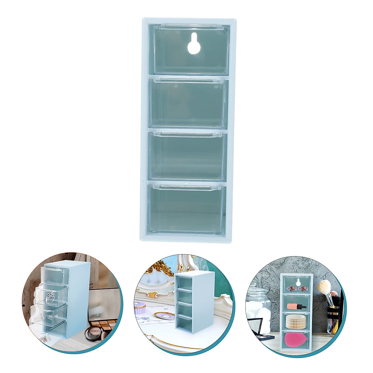 Ciieeo Box Jewelry Storage Box Clear Plastic Storage Bins Jewelry Case Storage Drawer Makeup Storage Cabinet Desk Top Organizer Clear Dresser Storage Shelves Plastic Small Tool