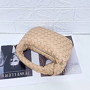 BOYIDAI Woven Bag Women Leather Tote Bag Lady Crossbody Hobo PU Handbag (Color : Khaki)