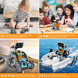 12-in-1 STEM Solar Robot Kit Solar Powered Robotics Science Engineering Building Projects Educational Toys for Kids Boys 8 9 10 11 12+ Years Old