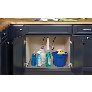 Welvet Under Sink Mat for Kitchen Waterproof 34”X22” Strong Under Sink Drip Tray, Holds Up To 3.3 Gallons water, Thick Cabinet Protector Liner for Kitchen & Bathroom, with Soap Dish & Sponge Brush