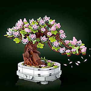 Bonsai Tree Building DIY Simulation Flower Botanical Collection Construction Adult Home Decor for Kids Family Educational Toy Birthday Party Toys Tree Sets Girls Good Gift Plant Model Set