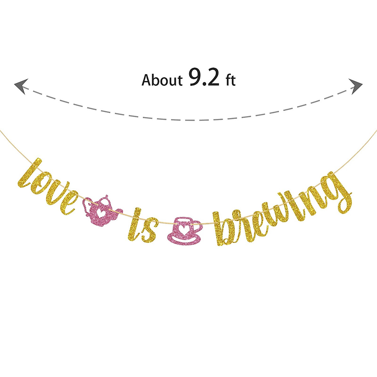 Dalaber Love is Brewing Banner for Wedding/Engagement/Bridal Shower/Bachelorette Tea Coffee Bar Decoration, Table Bunting Banner Sign Party Decorations