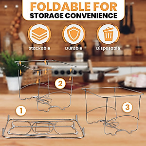 Disposable Chafing Dish Buffet Set, Foldable Rack for Storage Convenience, 6 Half Size Pans (9x13) Food Warmers for Parties & BBQ's, Catering Buffet Servers and Warmers Set for Indoor/Outdoor Events