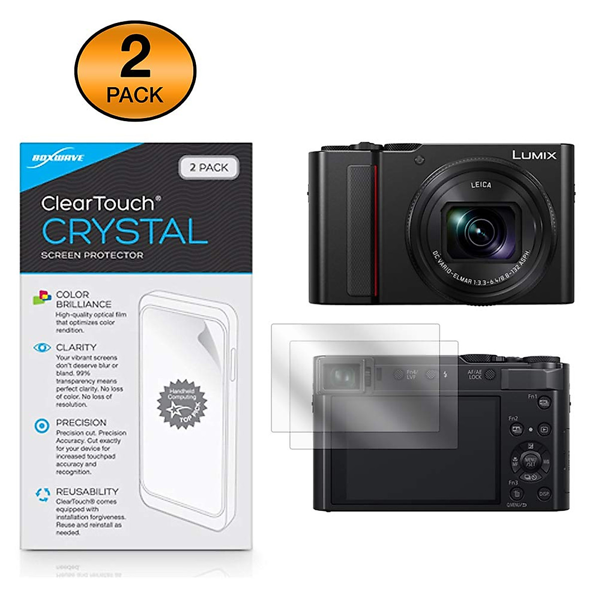 BoxWave Screen Protector Compatible with Panasonic Lumix DC-ZS200 - ClearTouch Crystal (2-Pack), HD Film Skin - Shields from Scratches for Panasonic Lumix DC-ZS200