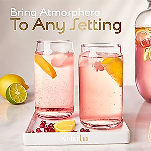 16 oz Can Shaped Glass Cups, Set of 2 Beer Can Glasses, Aesthetic Soda Can Cup Clear Glass Tumbler Beer Glasses, Tall Cocktail Drinkware Cute Cups, Cool Drinking Glasses for Kitchen, Modern Glassware