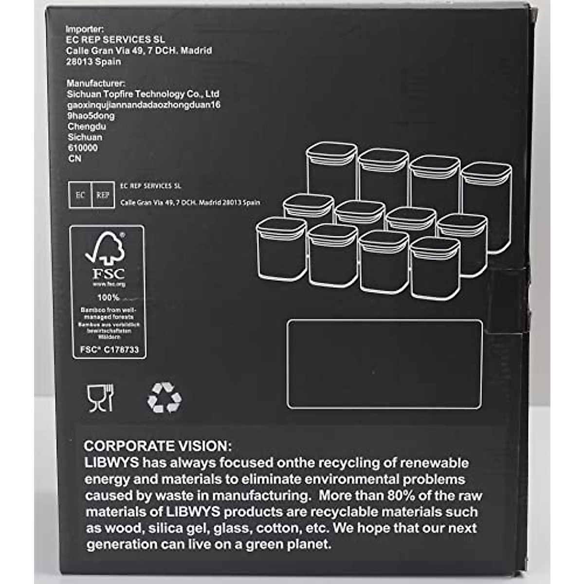 LIBWYS Square Pantry Glass Storage Jars with Bamboo Lids Set of 12, 297oz Airtight Food Containers Kitchen Storage Jars - Dishwasher Safe (12pack)