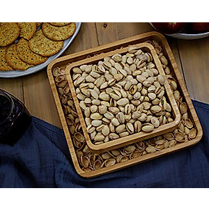 Penko Bamboo Pistachio Snack Bowl Double Dish Holder Bowl Pedestal and Sunflower Seed Nut Bowl with Shell Storage