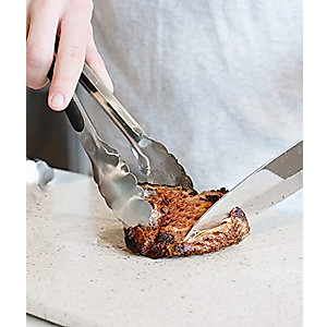 DRAGONN Premium Set of 12-inch and 9-inch Stainless-Steel Locking Kitchen Tongs, Set of 2 - Sturdy, Heavy Duty Tong Set - Great for Cooking, Grilling, and Barbecue, BBQ, Silver, DN-KW-TG2S